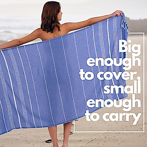 PAMUKLU Cloud Oversized Beach Towel - Sand-Resistant, Quick Drying, Compact, Soft and Absorbent - 100% Organic Turkish Cotton - for Pool, Yoga, Travel, Outdoor Adventures, and Gifts (PLAIN-25)