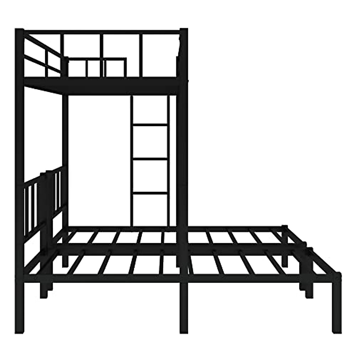 DHHU Triple Twin Bunk Bed, Metal Bunk Bed, Metal Bed Frame, Suitable for Bedroom, Apartment, Dorm, Space-Saving, Black