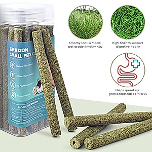 ERKOON 26Pcs Timothy Hay Sticks, Chinchilla Treats, Chew Toys for Teeth for Bunnies Guinea Pigs Gerbil