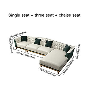 SXNBH Sofa Postmodern Living Room Corner Combination Size Apartment Villa Leather Sofa