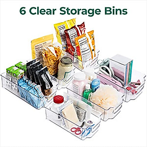 Greenco Fridge Bins, Set of 6 | Stackable Clear Refrigerator Organizer Bins w/ Durable Handles | Pantry Storage Bins | Kitchen and Refrigerator Organization | Organizing Bins, BPA Free, Shatter Proof