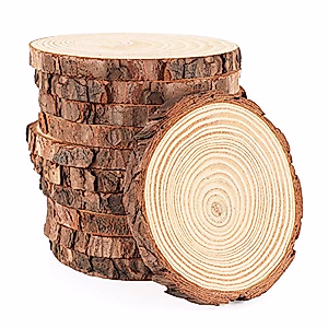 Wood Slices 16Pcs 3.5''-4'' Unfinished Wood Rounds Natural Thicken Slab with Bark for Coasters Centerpieces Wedding Rustic Craft Wooden Christmas Ornaments