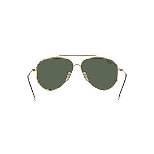 Ray-Ban RBR0101S Aviator Reverse Sunglasses, Gold/Dark Green, 62 mm