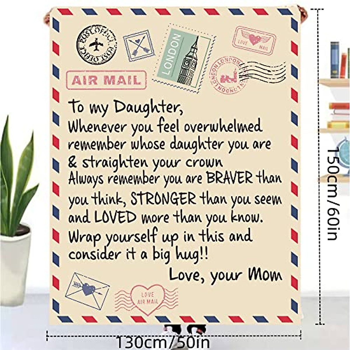 Daughter Gifts to My Daughter Blanket from Mom Ultra Soft Cozy Warm Flannel Throw Blankets for Bed Couch Bedroom Sofa Birthday Christmas Valentines Day Gifts for Daughters 60"x50"