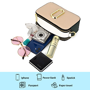 Didida Crossbody Bags, Women Snapshot Mini Purse Leather Crossbody Bag Wide Strap Shoulder Handbag Camera Clutch (Khaki)