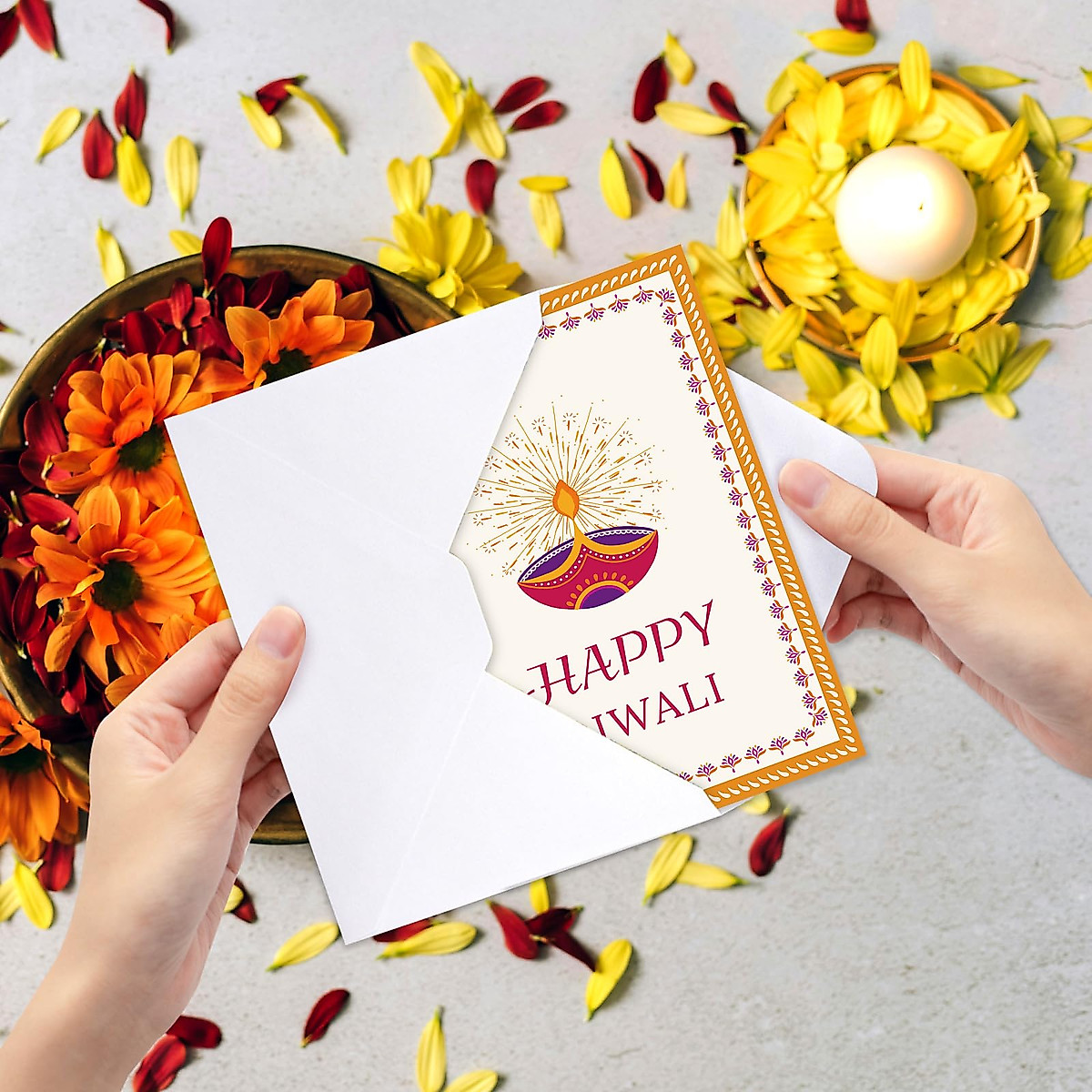 ceiba tree Happy Diwali Cards Assortment Diwali Greeting Cards Bulk with Envelopes