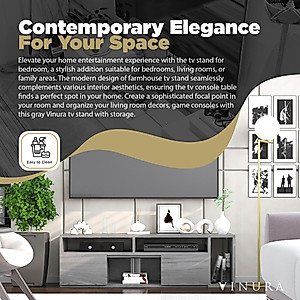 TV Stands for Living Room - 53” Gray Entertainment Center with Storage Shelves & Cabinets - Multipurpose TV Stand with Storage - Gray TV Stands for Living Room for Game Console