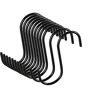 11 Pack Heavy Duty S Hooks Black Steel S Shaped Hooks for Hanging Pans Pots Plants Bags Towels Kitchen Hooks Hanger, Large 3.5 inch