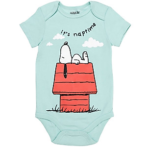 Peanuts Snoopy Charlie Brown Baby Boys 5 Pack Short Sleeve Bodysuit Multi 24 Months