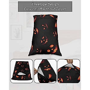 Edwiinsa Halloween Pillow Covers Standard Size Set of 2 Bed Pillow, Fall Pumpkin HorrorBlack Orange Plush Soft Comfort for Hair/Skin Cooling Pillowcases with Envelop Closure 20''x26''