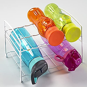 MSR Imports Stainless Steel Water Bottle Kitchen Countertop Organizer with 8 Spots, White