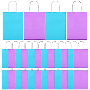 24 Pieces Snowflake Party Favor Bags Kraft Paper Bags with Plastic Snowflake Gift Bags with Handles Birthday Paper Bags Candy Bags for Birthday Baby Shower Wedding Christmas Party Celebrations