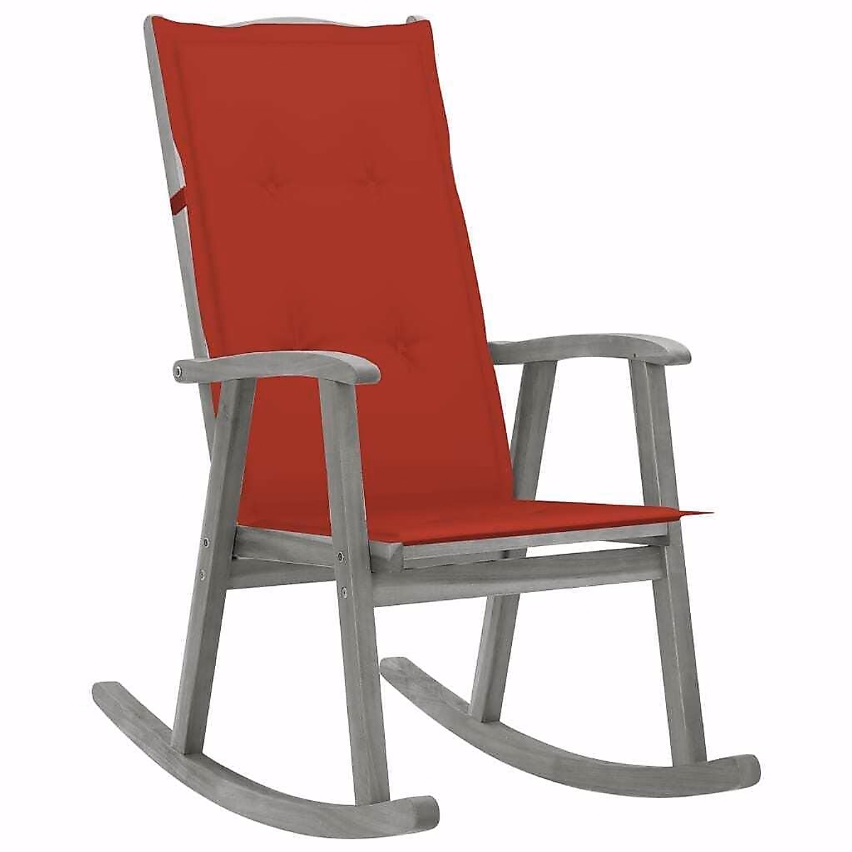 VBSQ Rocking Chair with Cushions Gray Solid Acacia Wood Slirr Chair Rocking Chair Rocker Chair Rocker Camp Chair Rocker Recliner Rocking Camp Chair Rocking Chairs Outdoor Rocking Chair