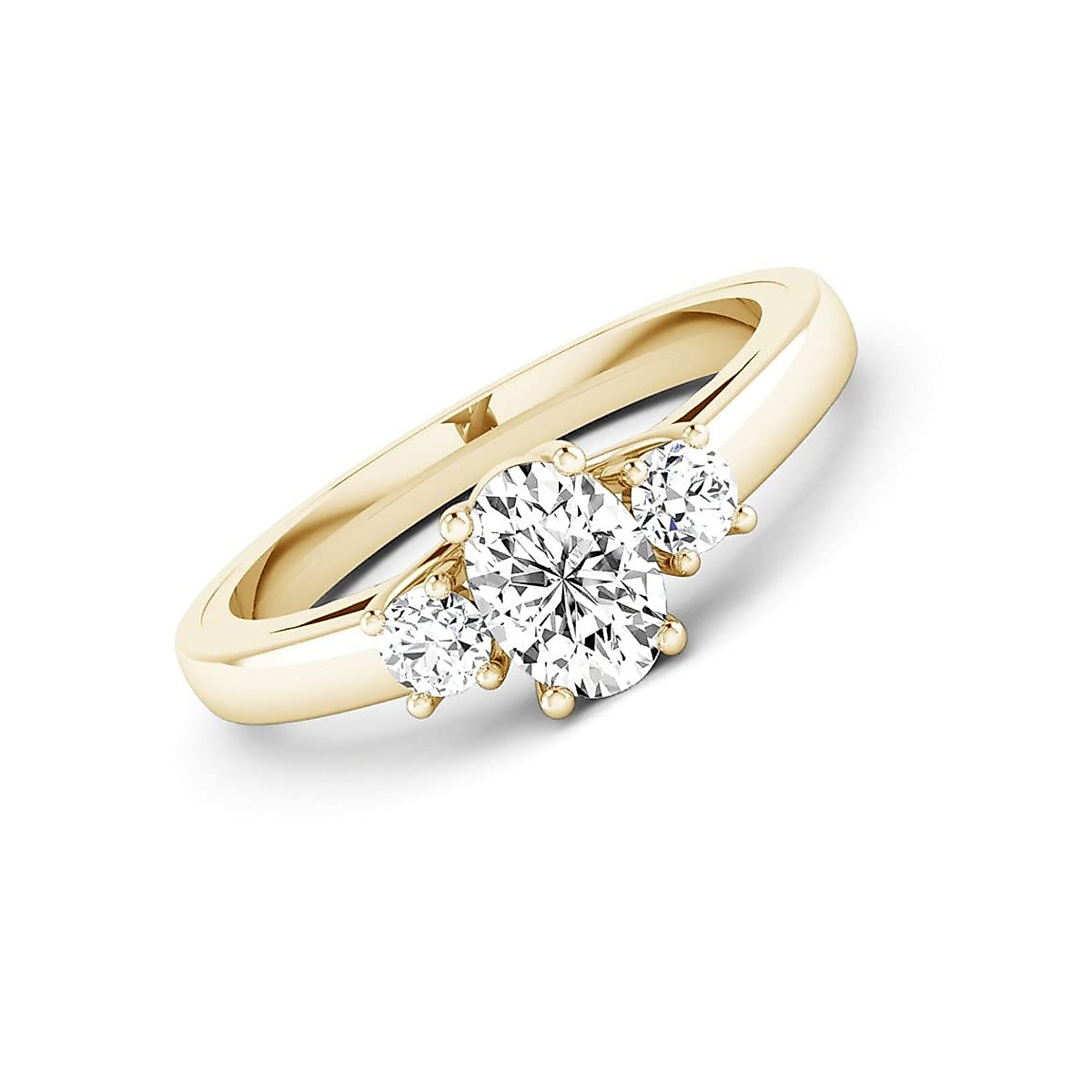 JEWELS FORUM 0.80 Carat Moissanite Engagement Ring 14K Gold Plated Sterling Silver Anniversary Wedding Band Ring For Women Pave Setting (Color-DEF/Clarity-VS2-SI1)(yellow gold)