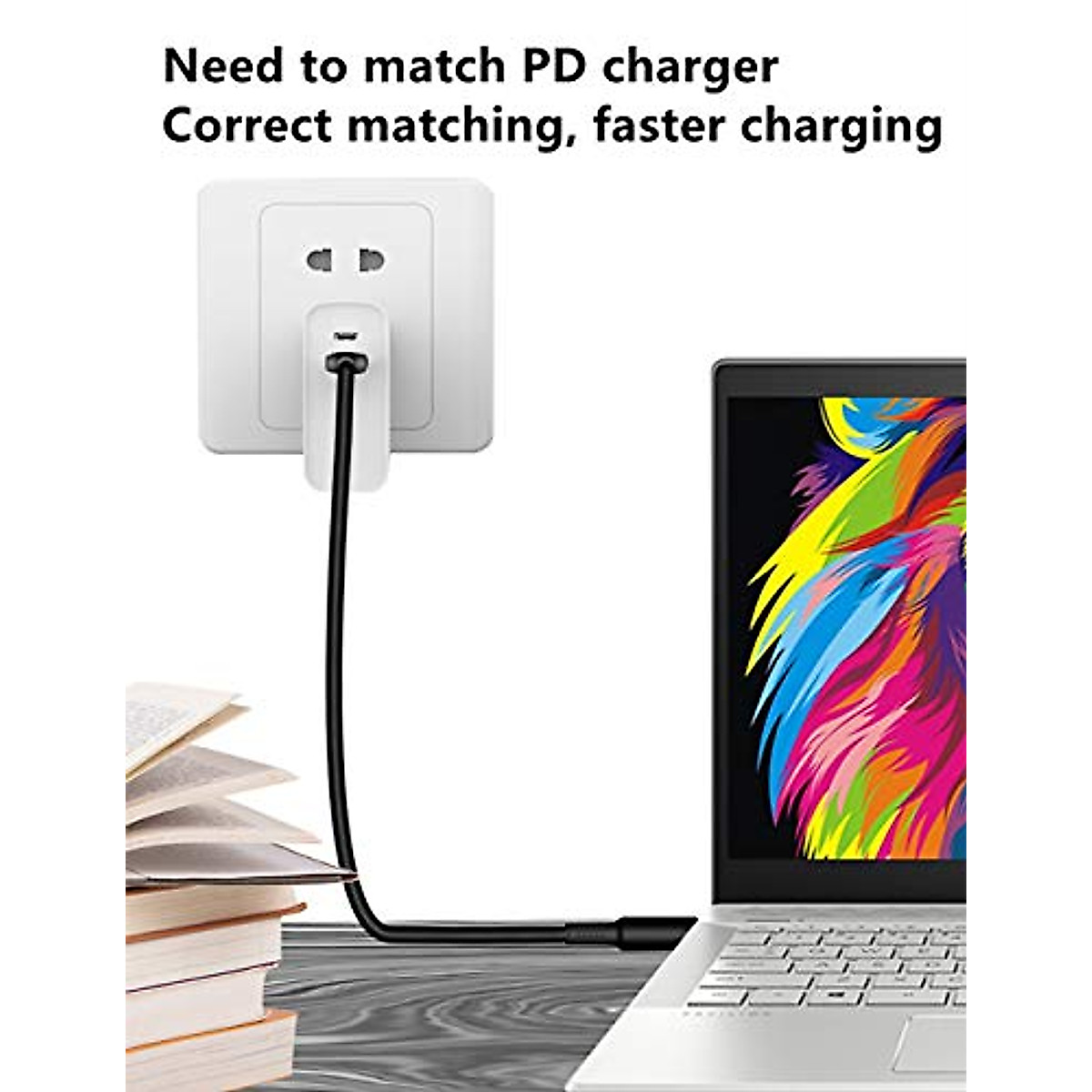 65W PD USB Type C Male Input to DC 7.4mm x 5.0mm Male (7.4mm x 0.6mm) Power Charging Cable Compatible for Dell Latitude E6420 E6430 E6430s E6430U E6440 E6500 E6510 (6.6 FT)