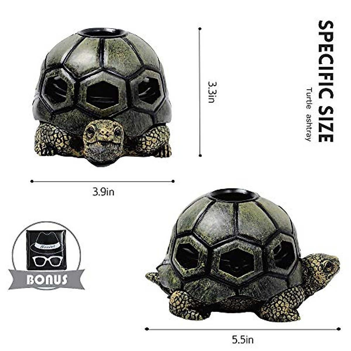 Monsiter QE Turtle Ashtrays for Cigarettes Cute Ash Tray for Home and Outdoor