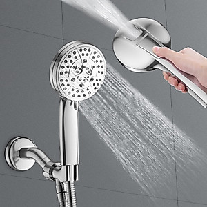LEPO 7 Settings Shower Head with Handheld, Built-in Powerful Cleaning Function High Pressure Shower Head with 59 Inch Stainless Steel Hose Bracket Teflon Tape Rubber Washers