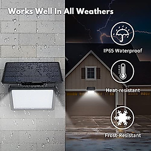 Solar Outdoor Lights with Dusk to Dawn - 48 LED Lights, IP65 Waterproof, 180° Adjustable, 800 Lumens Separable Security Light, Wall Mount Solar Flood Lights for Garden, Pathway, Yard, Patio, Balcony
