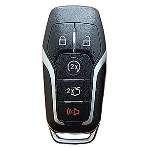 Replacement Keyless Entry Remote Smart Key Fob Shell Case Fit for Ford F150 Fusion Explorer Mustang Lincoln MKZ MKC 5 Buttons Button Pad Cover (Black, 5 Buttons)