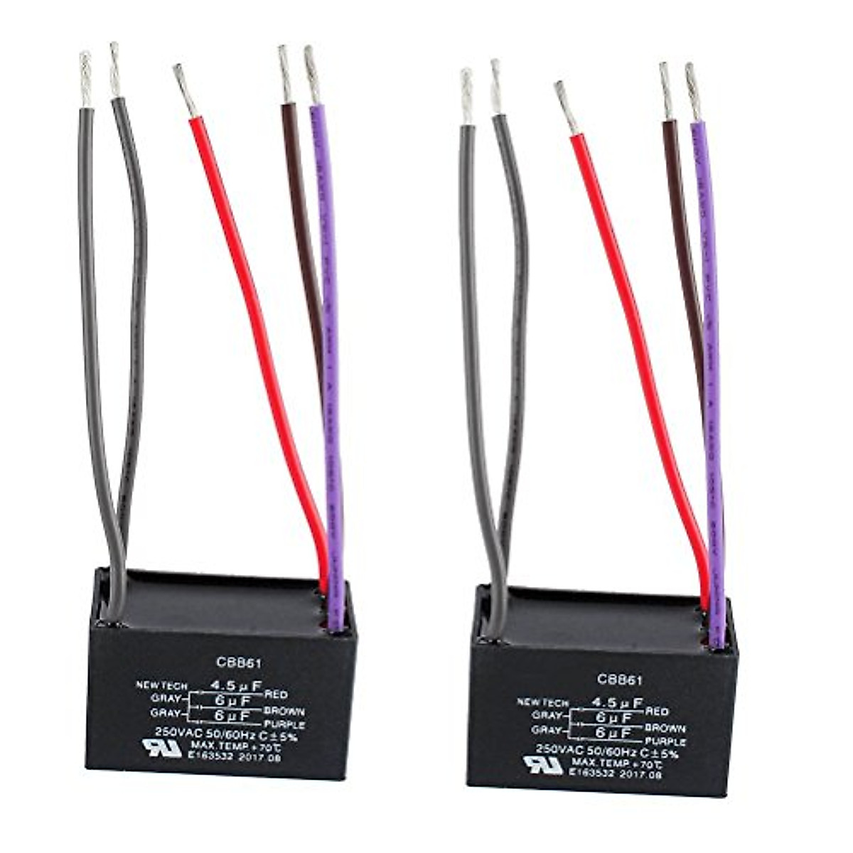 Podoy Ceiling Fan Capacitor CBB61 for Compatible with New TECH Harbor Breeze 4.5uf 6uf 6uf 5 Wire (2 Pack)