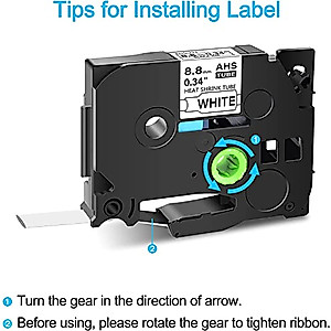 Cruxer Compatible for Brother HSE221 HS2-221 8.8mm 3/8" (0.34 Inch) Heat Shrink Tube Label Tape Black on White for PTE550 PTP750 PTD210 PTD450 PTD400AD PTH110 PT710BT Label Makers, 6-Pack