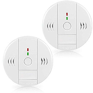 Combination Smoke and Carbon Monoxide Detector Alarm, 2-Pack Beeps Warning Smoke and CO Alarms for Basements Travel Home Office House Bedroom Living Room Car, Battery Operated, Comply with UL 217/2034