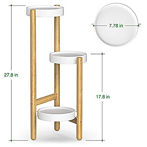 Wisuce Bamboo Plant Stands Indoor, 3 Tier Tall Corner Plant Stand Holder & Plant Display Rack for Outdoor Garden Indoor Home (3 Tier -1)