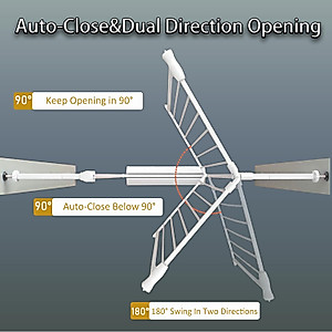 COSEND Tall Narrow Baby Gate 37.4" Pressure Mounted Dog Gates for The House Stairs Doorways Walk Through Swing Auto Close Safety Black White Metal Gate(29.13"-33.86")