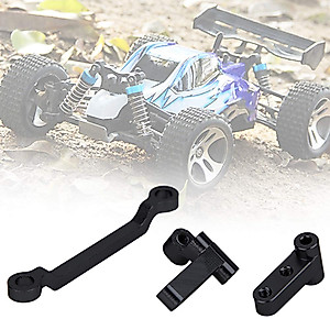 Woyisisi RC Steering Assembly, Aluminum Alloy Steering Assembly Kit Accessory Fit for WL A959 A979 A969 1/18 RC Car(Black)