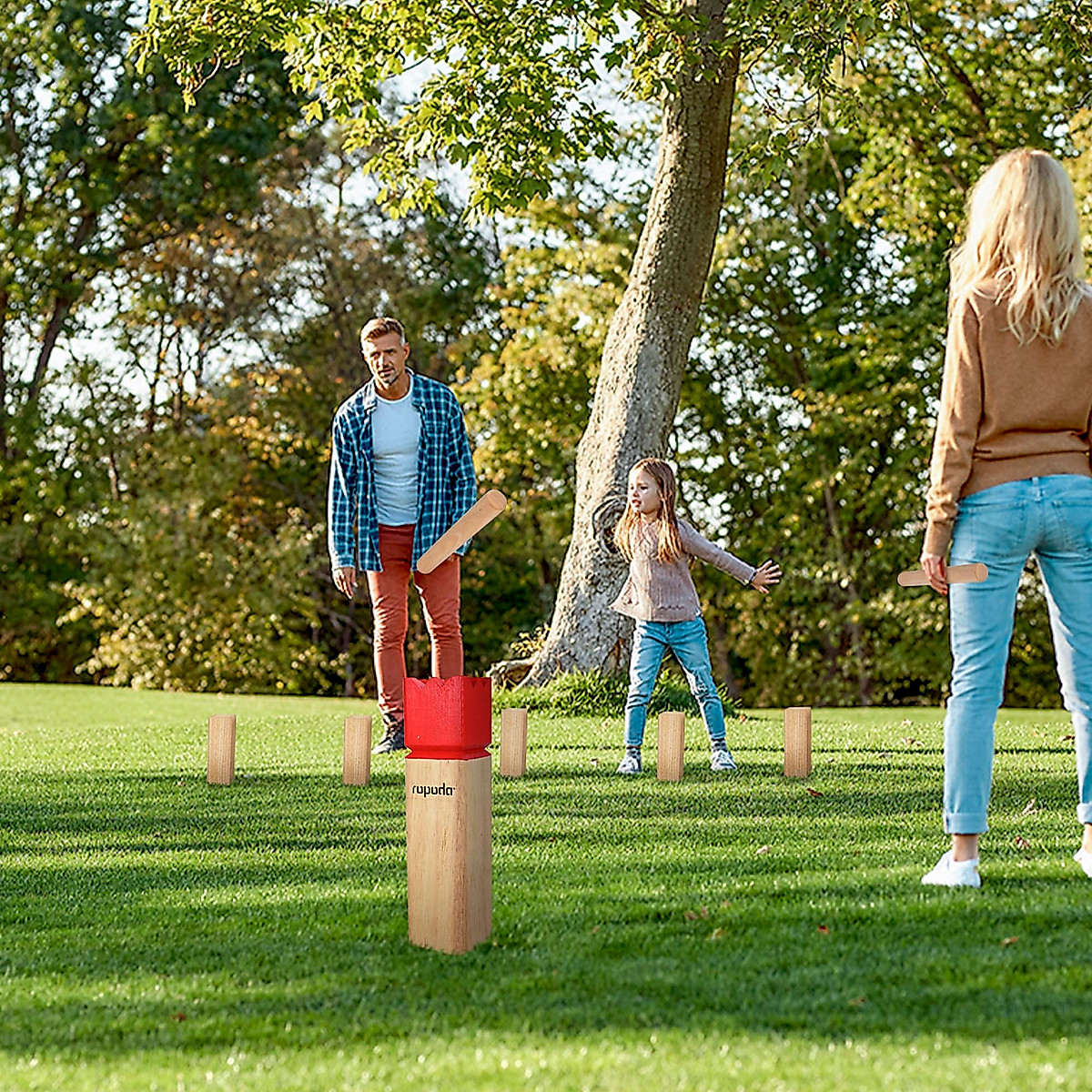 ropoda Kubb Game Premium Set - Game Set for Yard/Outdoor/Lawn/Beach - Pinewood Viking Chess Game with Carrying Bag for Adults and Kids