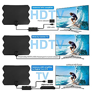 TV Antenna, Antenna TV Digital HD Indoor, 2023 Upgraded Digital TV Antenna Long 400+ Miles Range, Support 4K 1080p Fire TV Stick and All Older TV, Indoor Amplifier Signal Booster, 16ft Coax Cable