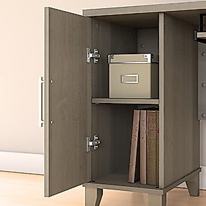 Bush Furniture Somerset 72-Inch Wd L-Shaped Desk with Hutch and 5-Shelf Bookcase, Ash Gray (SET011AG)