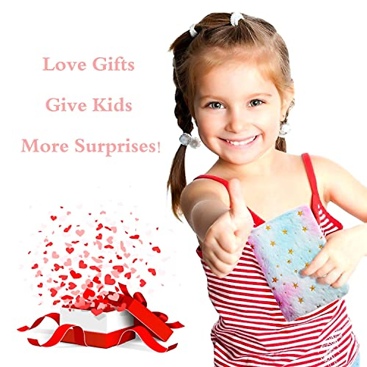 Garden Miller Plush Journal for Girls Ages 6-8-10-12, Kids & Teens Notebook Journals for Writing, Self-Expression & Creativity, Gift for Kids Girls, 8.5"x6",160 Pages(Colorful Heart)