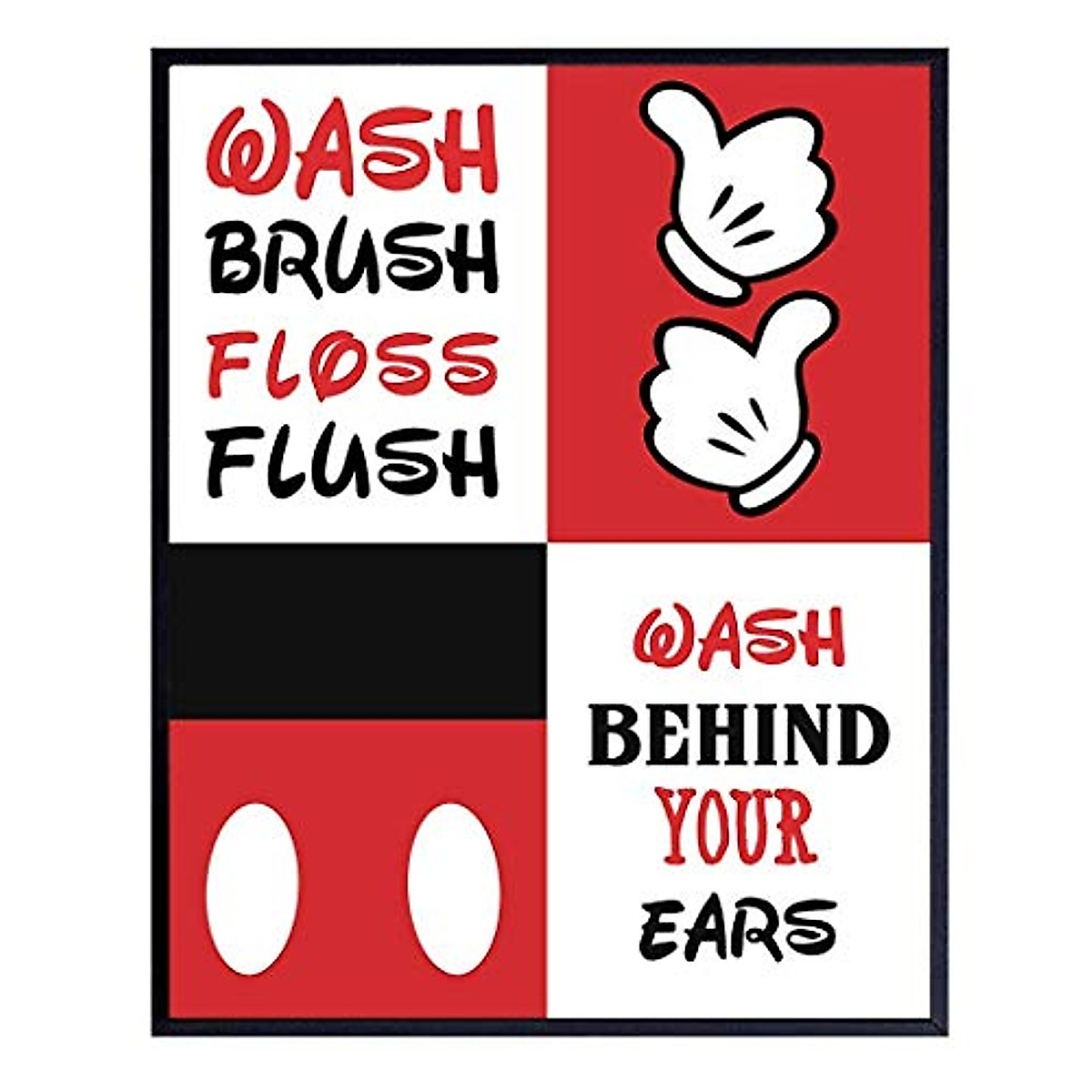 Mickey Bathroom Wall Art Print - Home Decoration, Room Decor For Kids, Childs, Childrens, Baby or Toddlers Bath, Restroom, Powder Room, Guest Bath - Gift for World Fans - 8x10 UNFRAMED print