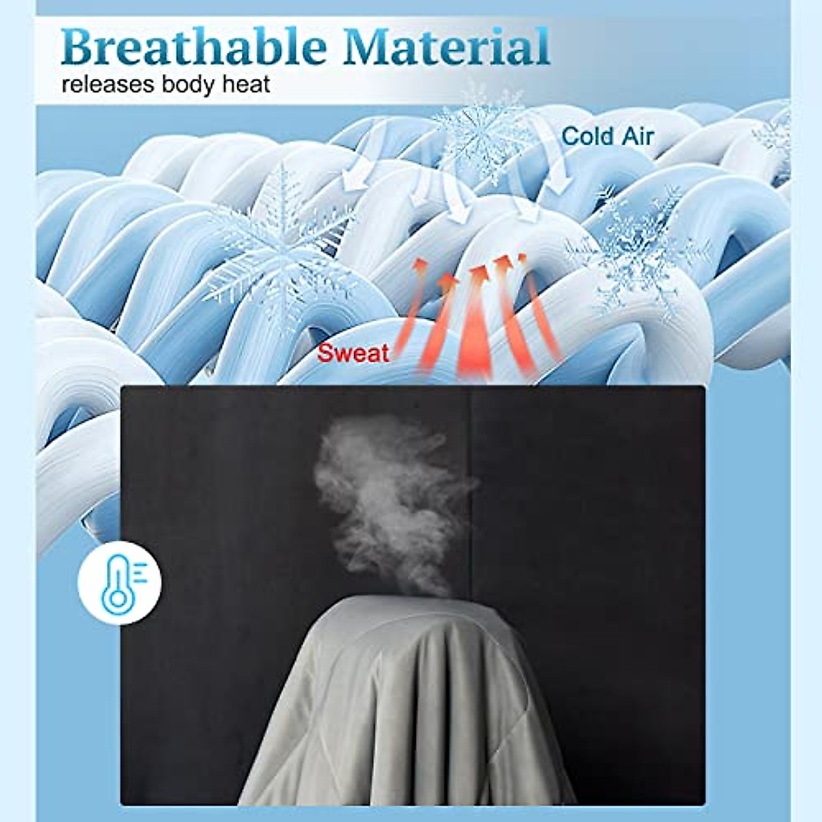 ENJOHOS Cooling Comforter Queen Size, Q-Max 0.45 Double Side Cold Blanket for Hot Sleepers Night Sweats, Cool Ice Silk Summer Comforter, Soft Breathable Lightweight Smooth Cool Comforter Bedding Grey