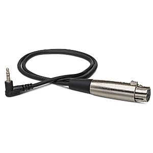 Hosa XVS-101F XLR3F to Right Angle 3.5 mm TRS Microphone Cable, 1 Foot