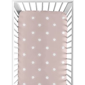Sweet Jojo Designs Mauve and White Boho Sun Girl Fitted Crib Sheet Baby or Toddler Bed Nursery - Pink Dusty Rose Bohemian Celestial Sky Desert Sunshine Outdoors Nature