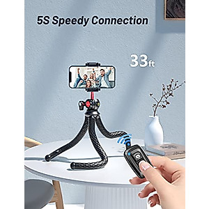 Phone Tripod Stand with Upgraded Phone Clip, Tupwoon Flexible Tripod for iPhone and Android Cell Phone, Portable Phone Stand for Video Recording, Camera, GoPro