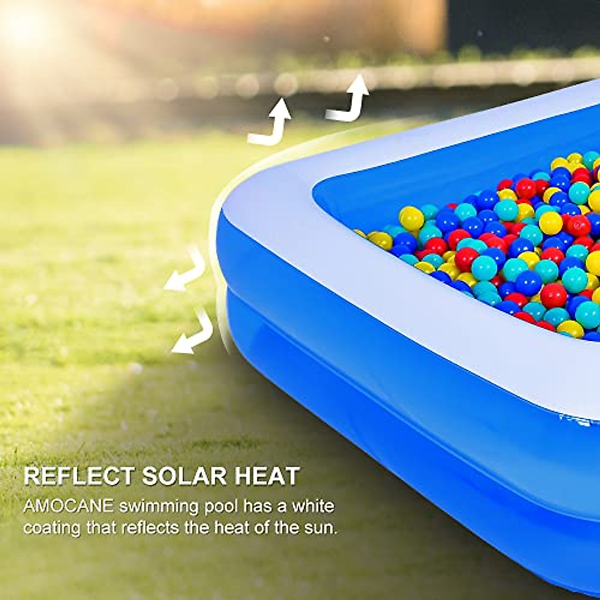 Full Size Inflatable Swimming Pool with Pump 120" x 72" x 20" AMOCANE Family Large Lounge Pool for Toddlers, Kids, Adults, Play Above Ground, Backyard, Garden, Summer for Age 3+