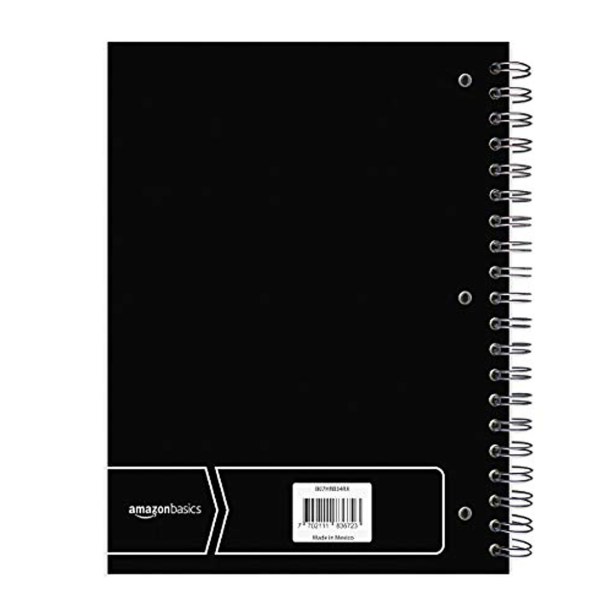 Amazon Basics College Ruled Wirebound 3-Subject 150-Sheet Notebook with Pocket Divider - Pack of 3, 10.5 x 8 Inch, Black / Red / White