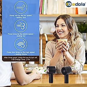 edola Mini Portable Fan Powerful, Handheld Fan, 3 Speed Personal Small Fan, Lightweight Makeup USB Rechargeable Fan for Stylish Girl Women Men Indoor Outdoor