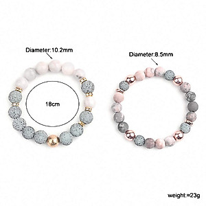 Barsly Elastic Natural Agates Lava Stone Couple Distance Bracelets Aromatherapy Essential Oils Diffuser Unisex Bracelets Lava Agate Rose Gold
