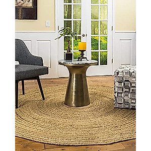 Natural Area Rugs - Round Jute Rug, Elsinore Collection, Hand Braided, Earth Friendly Natural Fiber Rug, Handmade & Reversible, Beige Round Area Rugs 6ft, Elegantly Hand Crafted Large Area Rugs