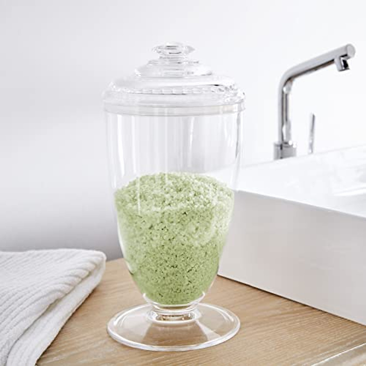 Huang Acrylic Clear Tall Apothecary Jar Centerpiece, Decorative Candy Cookie Display, Elegant Wedding Display, Home Decor Organizer Kitchen Canisters 6 x 6 x 11.5 inches