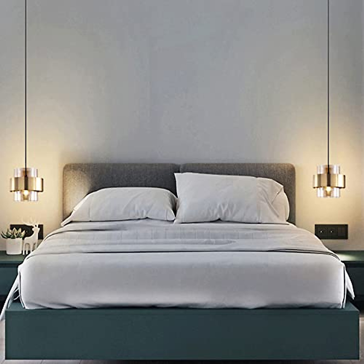 DULAB Nordic Mini Hanging Chandelier Lamp, Glass Pendant Light Fixtuers Modern Gold Drop Ceiling Lamp, Bedroom Bedside Restaurant Cafe Bar Suspension Lighting Fitting, E27/E26 Socket Suspension Lights