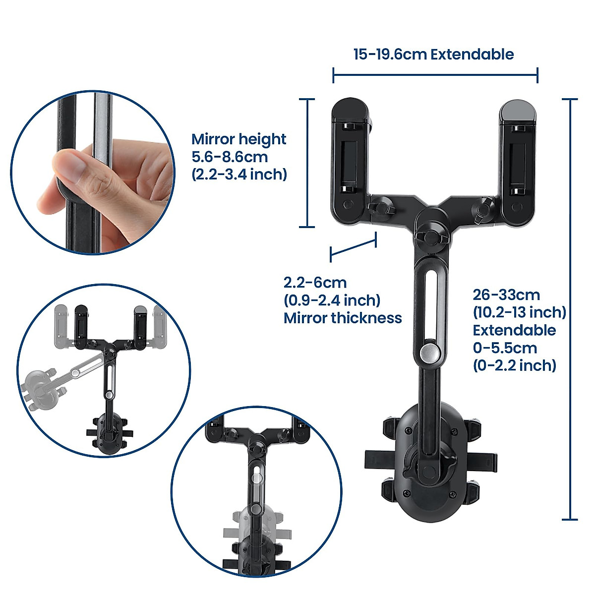KKaizhengZ Rear View Mirror Phone Holder, 360° Rotatable and Retractable Car Phone Holder, New Upgrade & Multifunctional 4 Claws Phone Mount for Car Compatible with All 4-7 Inch Smartphones