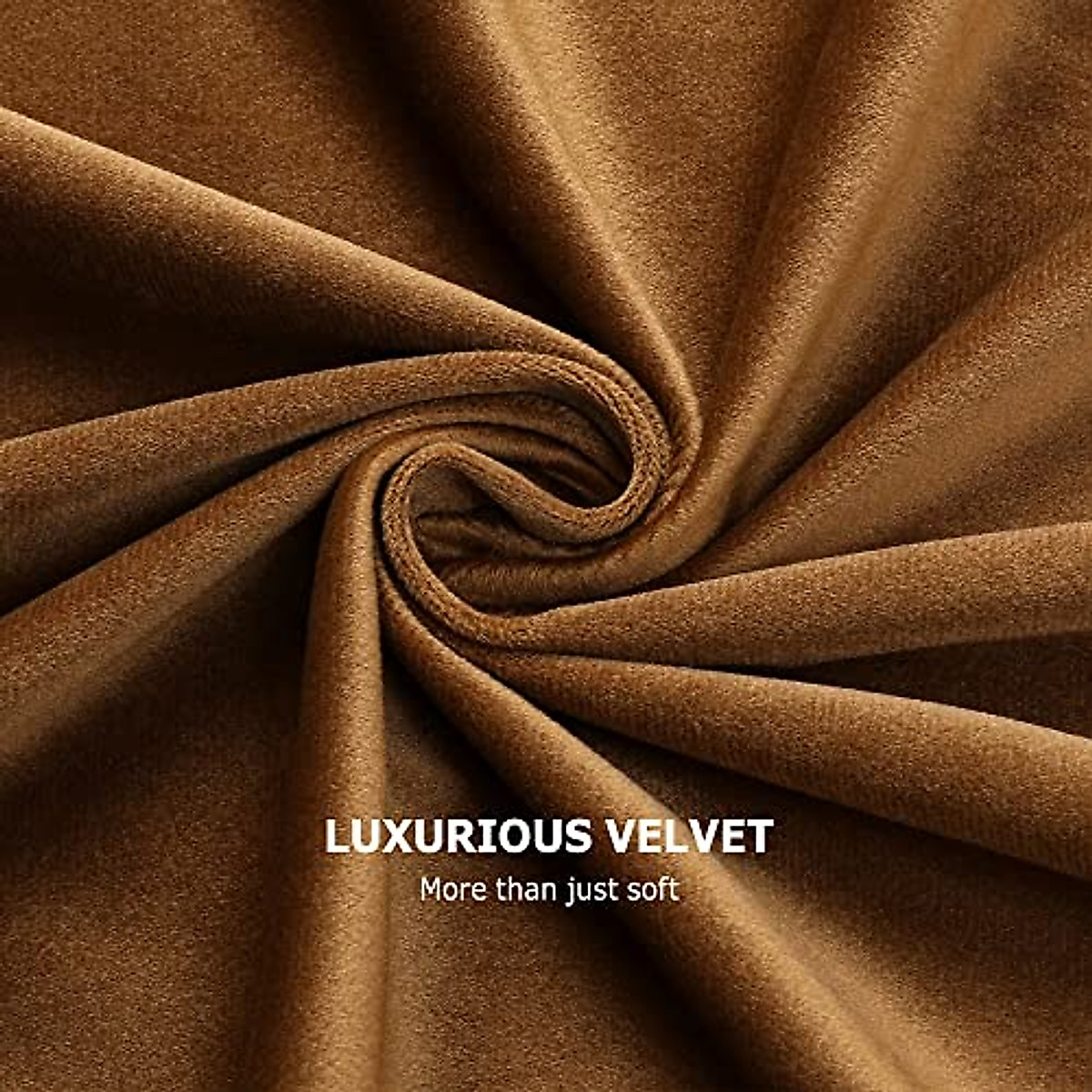 Benedeco Gold Brown Velvet Curtains for Bedroom Window with Back Tab, Super Soft Vintage Luxury Heavy Drapes, Room Darkening Thermal Insulated Curtain for Living Room, W52 by L84 inches, 2 Panels