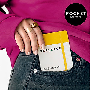 PAPERAGE Lined Pocket Journal Notebook, 2 Pack, (Black), 160 Pages, Small, 3.7 inches x 5.6 inches - 100 gsm Thick Paper, Hardcover