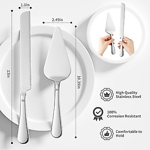 SANEXC Cake Cutting Set for Wedding - Extended Cake Knife And Server Set Thickened Stainless Steel Cake Cutter and Pie Spatula Great for Birthday Anniversary Christmas Gift Silver 2 Pcs