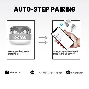 Pamu Z1 Wireless Earbuds Active Noise Cancelling Earphones Bluetooth 5.2 with Dual ANC 4 Mics ENC, in-Ear Headphones with Charging Case Hi-Fi Sound, Low Latency Game Mode, Touch Control (Grey)